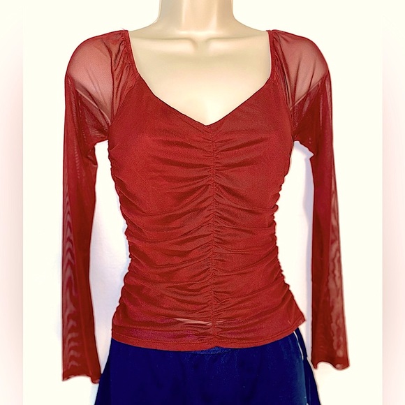 Tops | Wine Red Top Mesh | Poshmark